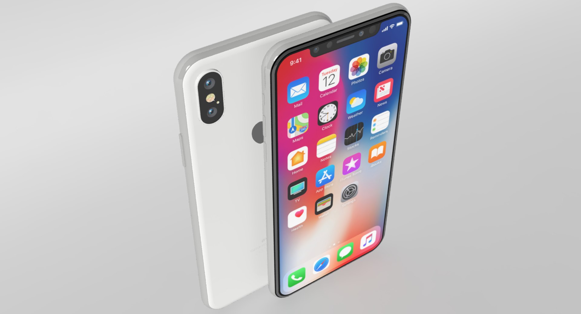 Apple iphone X White 3d Model - ifinger3d.com